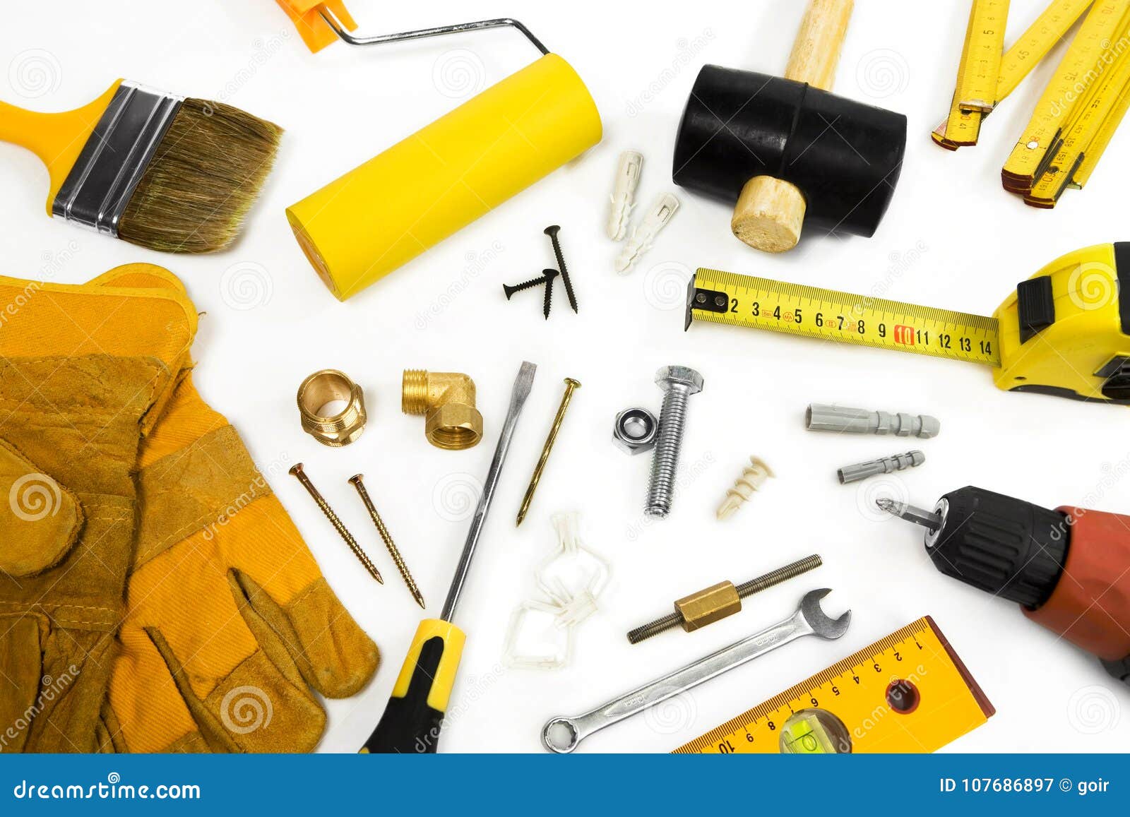 Tools on white background stock image. Image of hobbies - 107686897