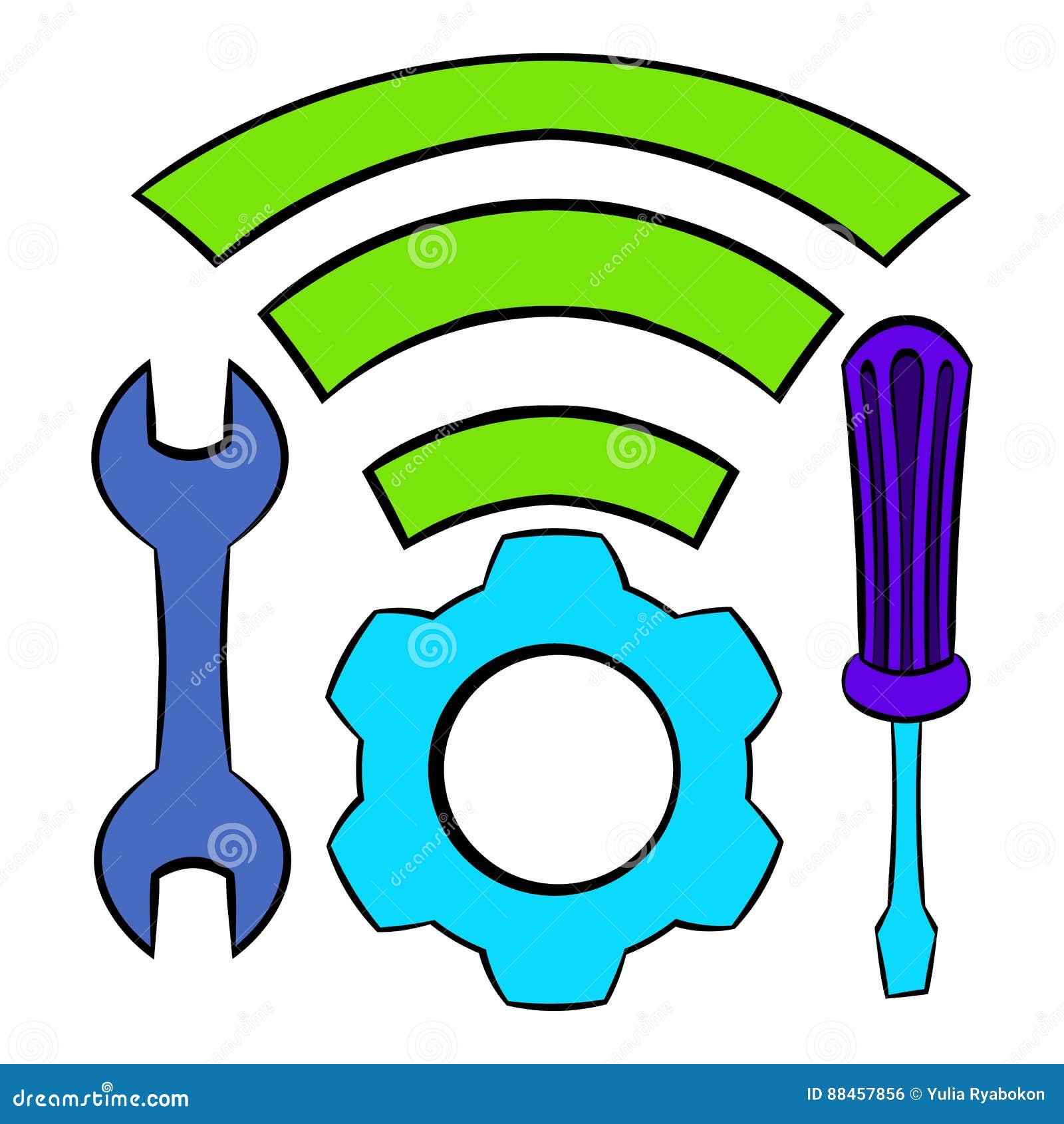 Tools and Wifi Icon Cartoon Stock Vector - Illustration of internet ...