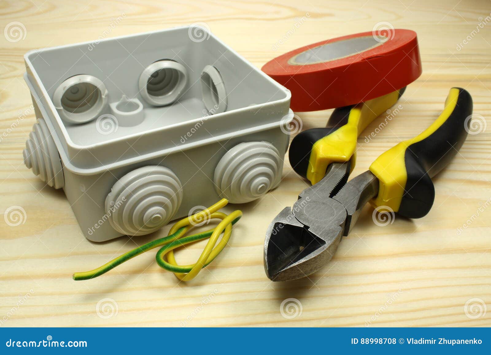 Tools for Wiring on a Wooden Table Stock Photo - Image of males ...