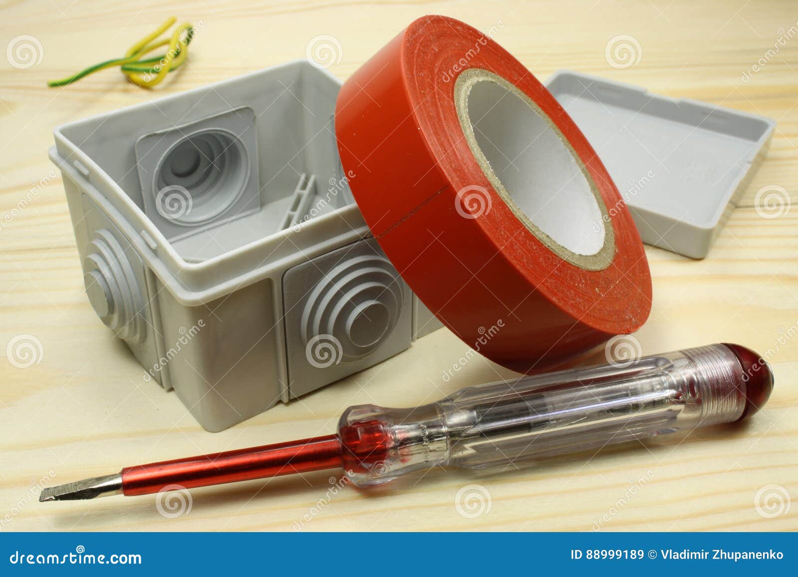 Tools for Wiring on a Wooden Table Stock Image - Image of measurement ...