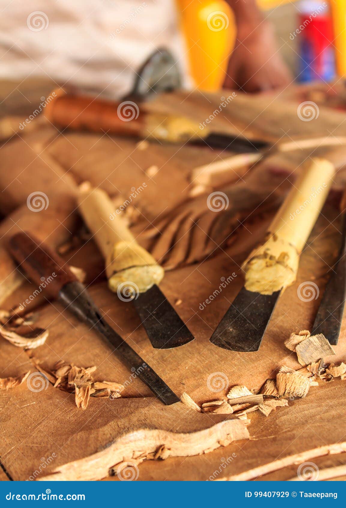 Tools of the wood carver stock image. Image of construct - 99407929