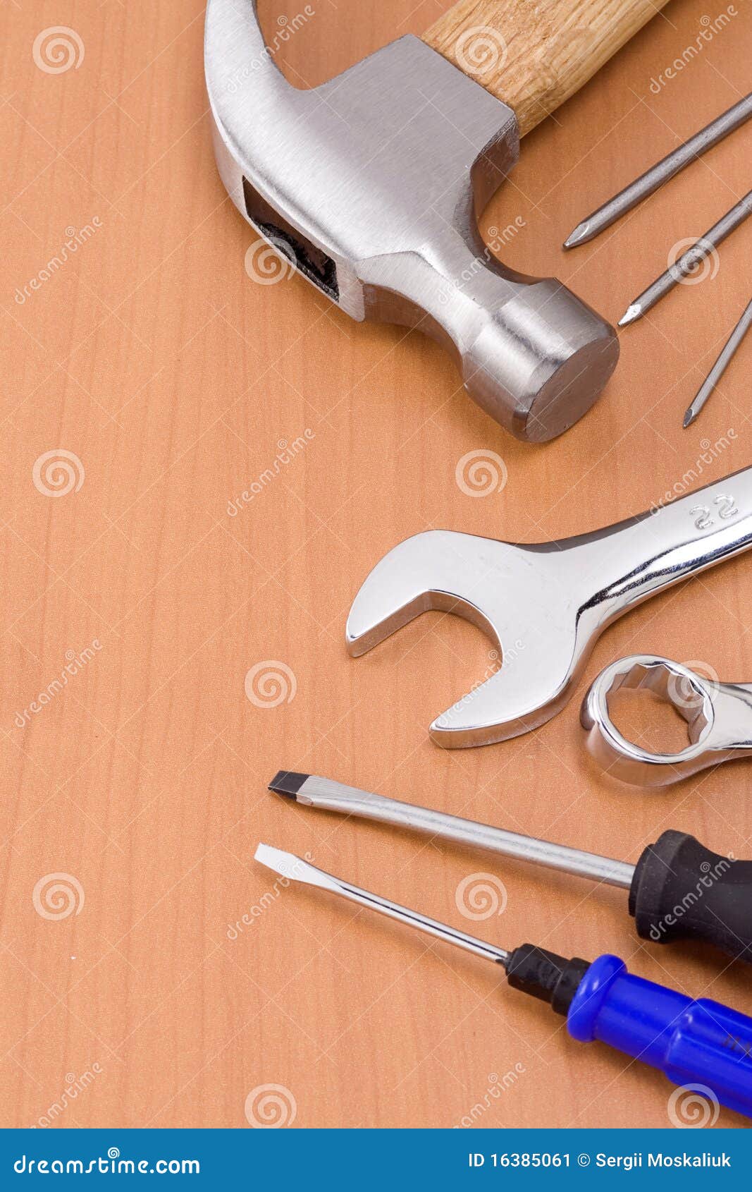 Tools on wood texture stock image. Image of construction - 16385061