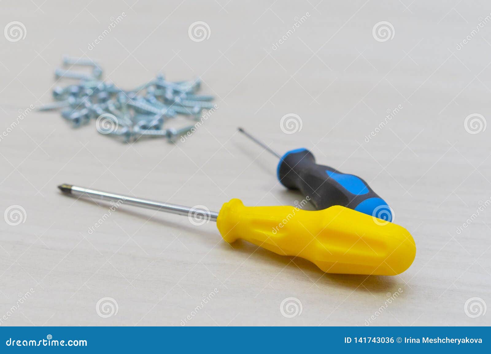 Tools Worker, Screwdriver, Nail, on a White Background Stock Photo ...