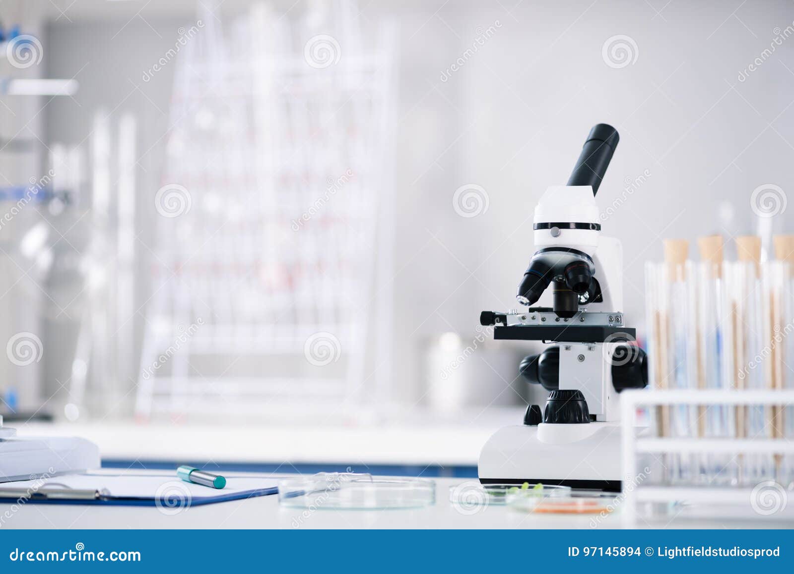 Tools at Workplace in Modern Biological Laboratory Stock Photo - Image ...