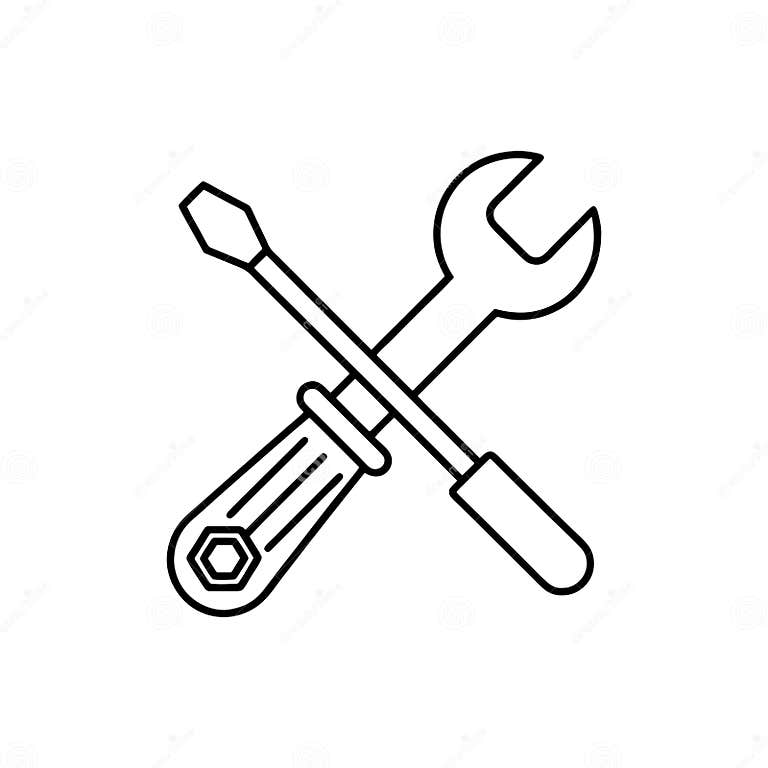 Tools - Wrench and Screwdriver. Icon for Design Stock Vector ...