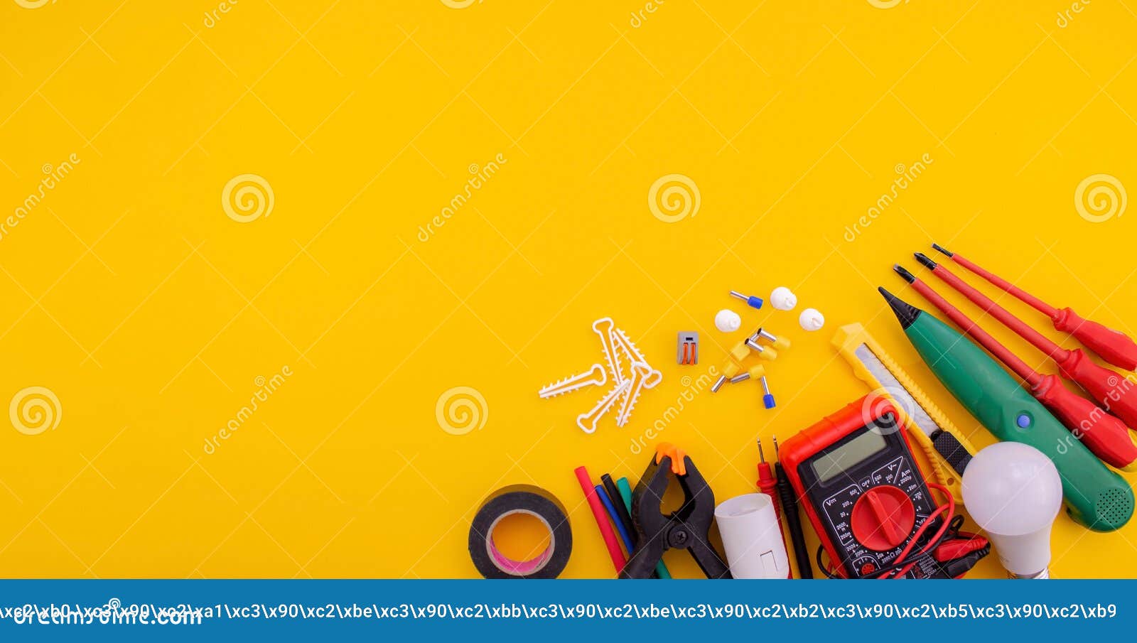 Tools on a Yellow Background Screwdriver, Tester, Tracker Stock Image ...