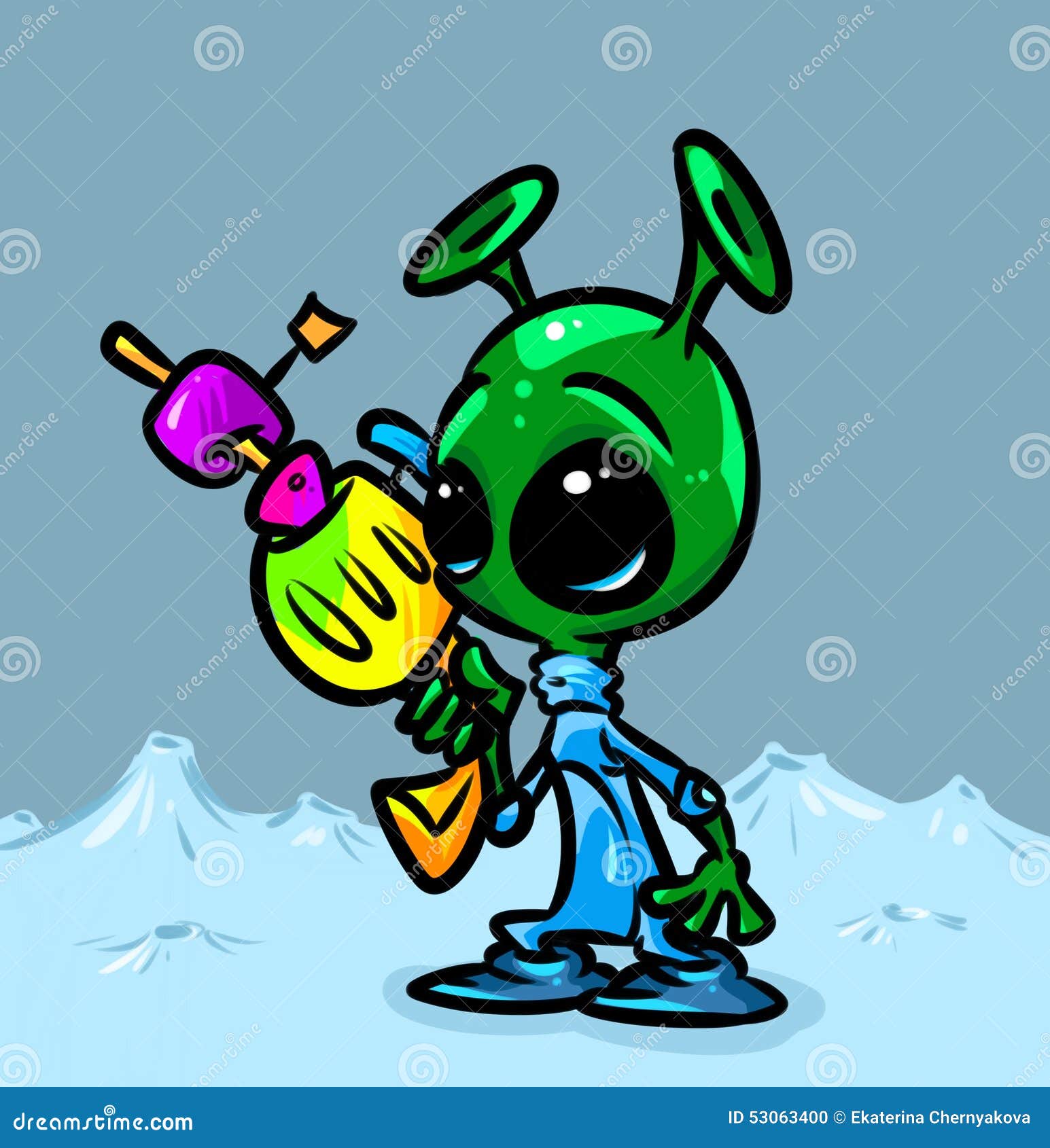 Alien Blaster Firing On Busy Street, With Cars And People In The ...