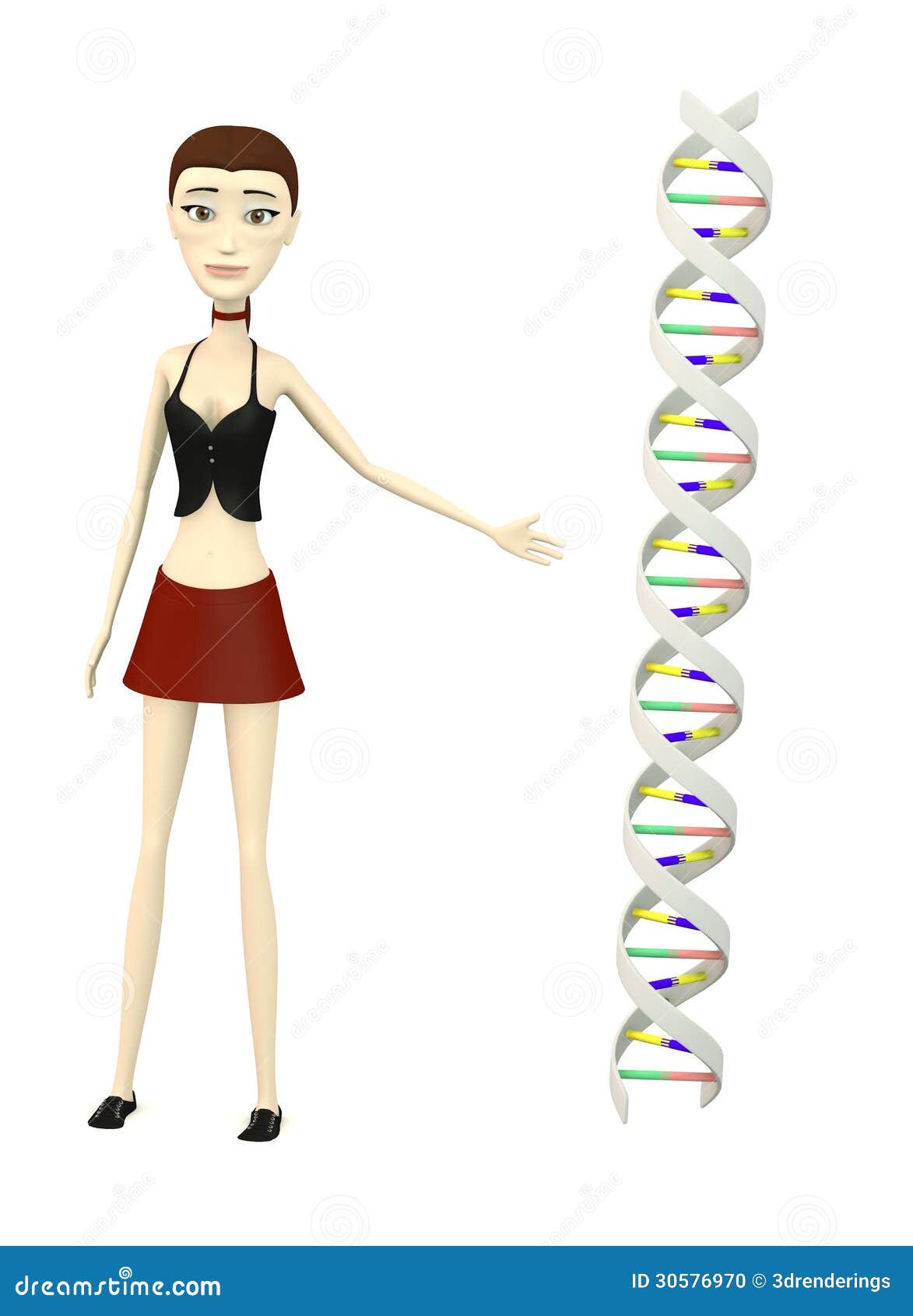 Toon girl with DNA stock illustration. Illustration of character - 30576970