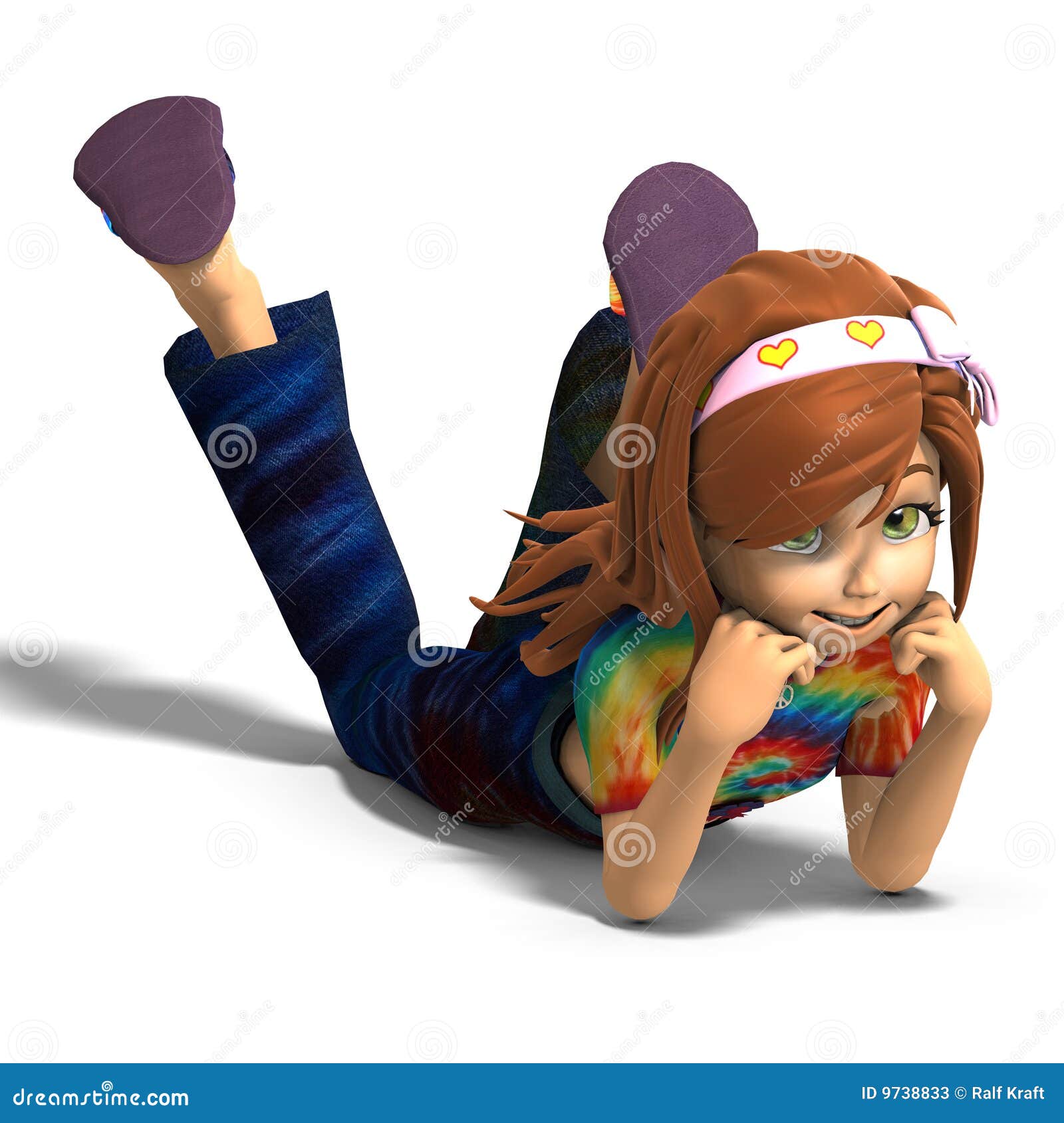 Toon Girl Laying on the Floor Stock Illustration - Illustration of ...