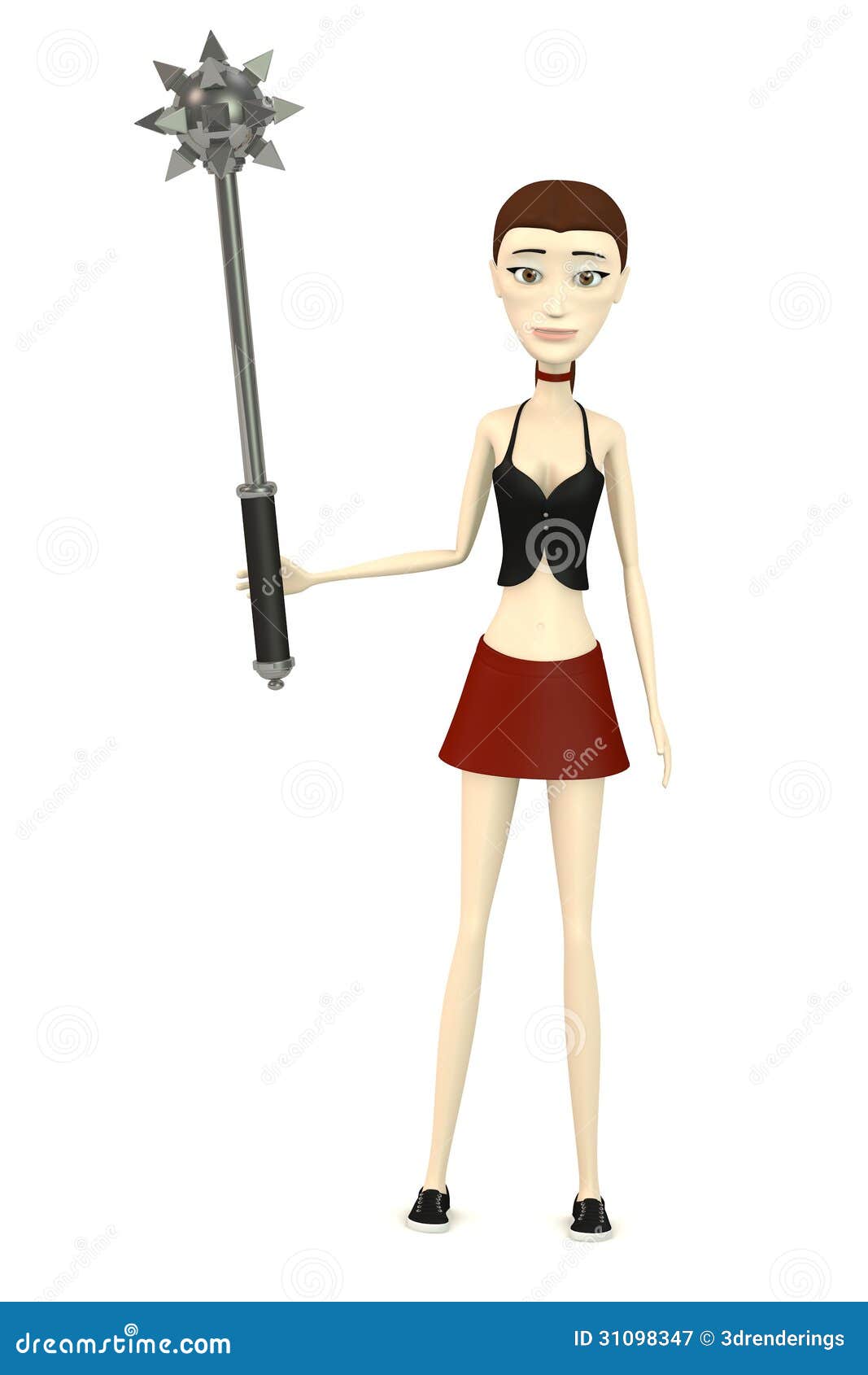Toon girl with mace stock illustration. Illustration of weapon - 31098347