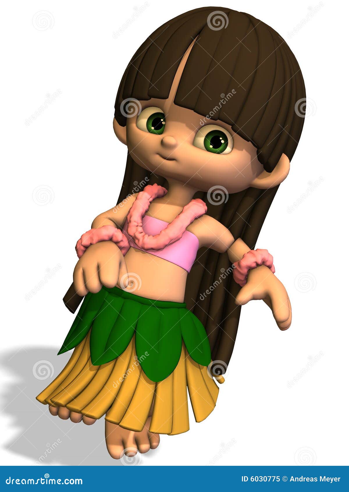 Toon Hula Girl stock illustration. Illustration of digital - 6030775