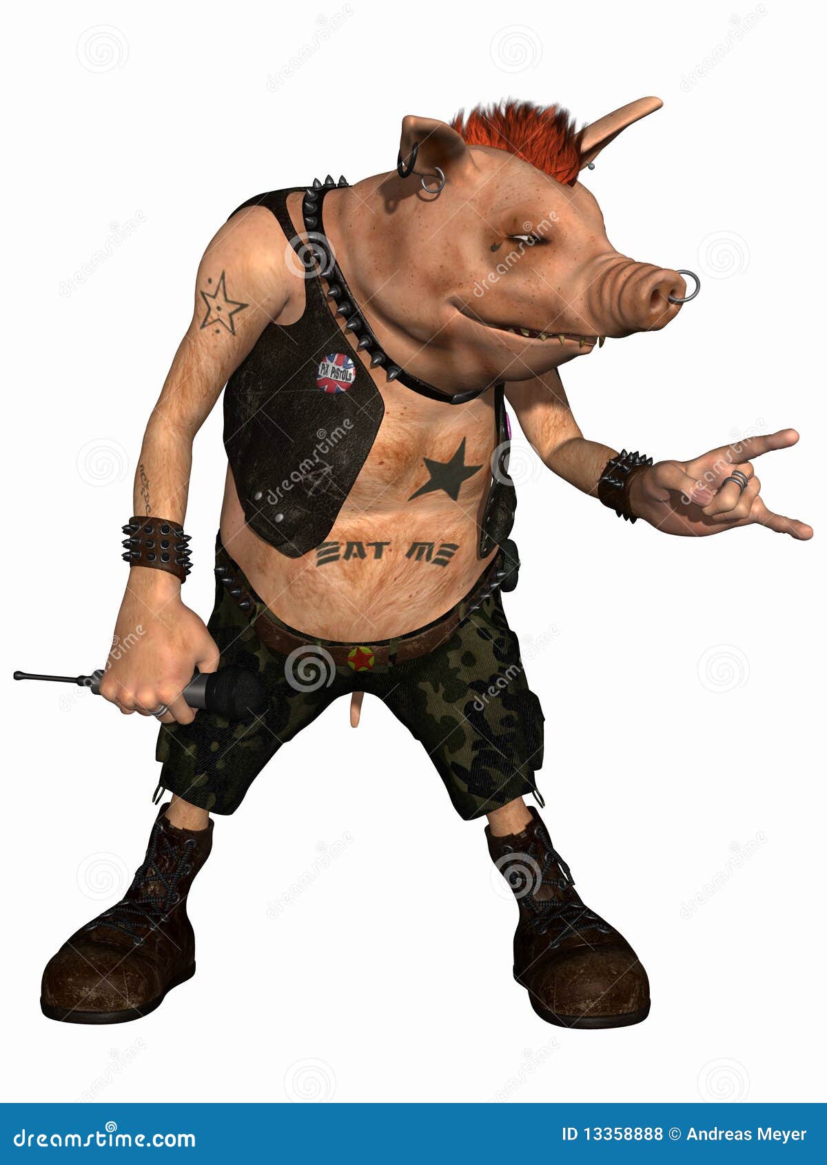 Toon Pig - Punk stock illustration. Illustration of drawing - 13358888