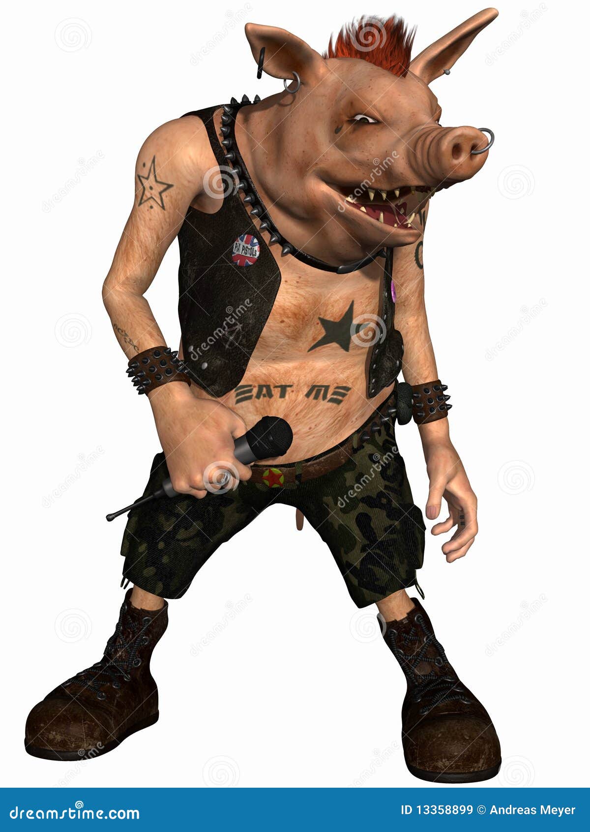 Toon Pig - Punk stock illustration. Illustration of clip - 13358899