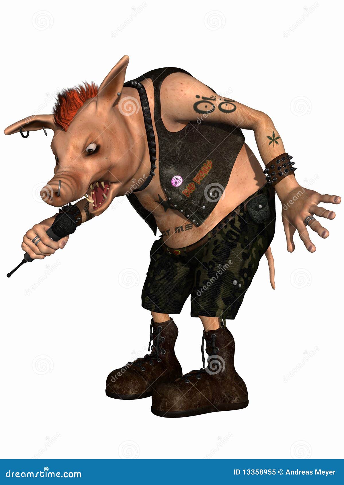 Toon Pig - Punk stock illustration. Image of clip, toon - 13358955