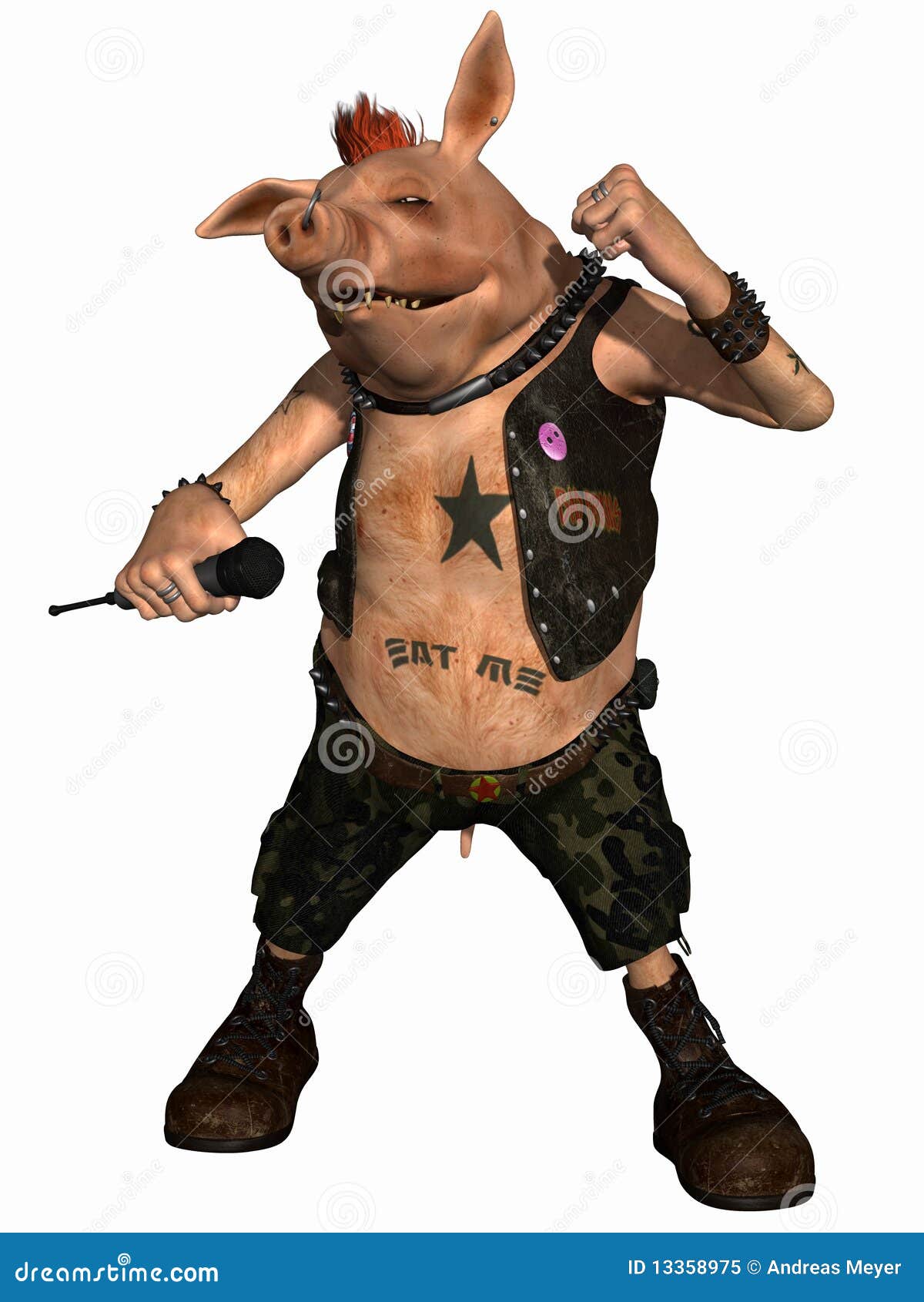 Toon Pig - Punk stock illustration. Illustration of cartoon - 13358975
