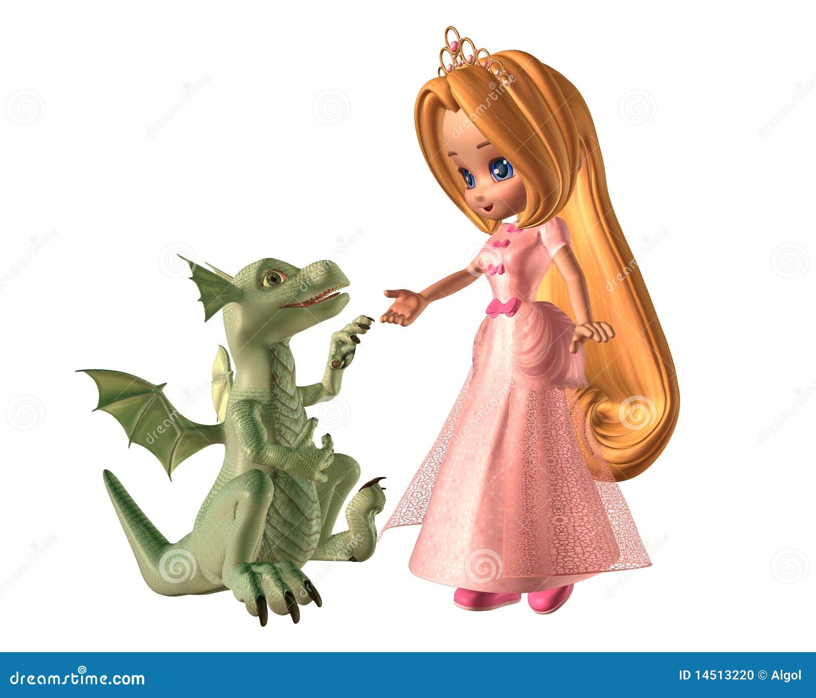 Toon Princess and Baby Dragon Stock Illustration - Illustration of ...
