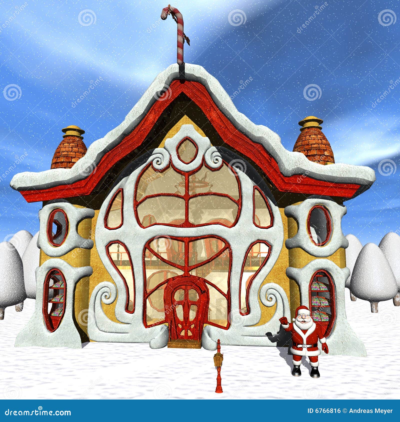 Toon Santas Candy Shop stock illustration. Illustration of twelve - 6766816