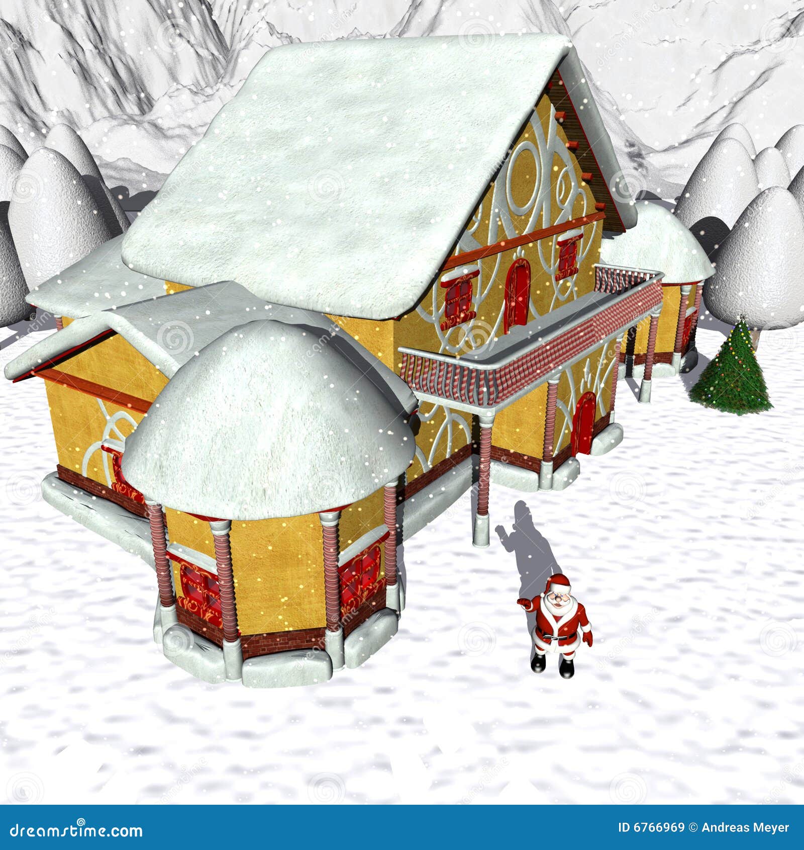 Toon Santas Cottage stock illustration. Illustration of celebrating ...