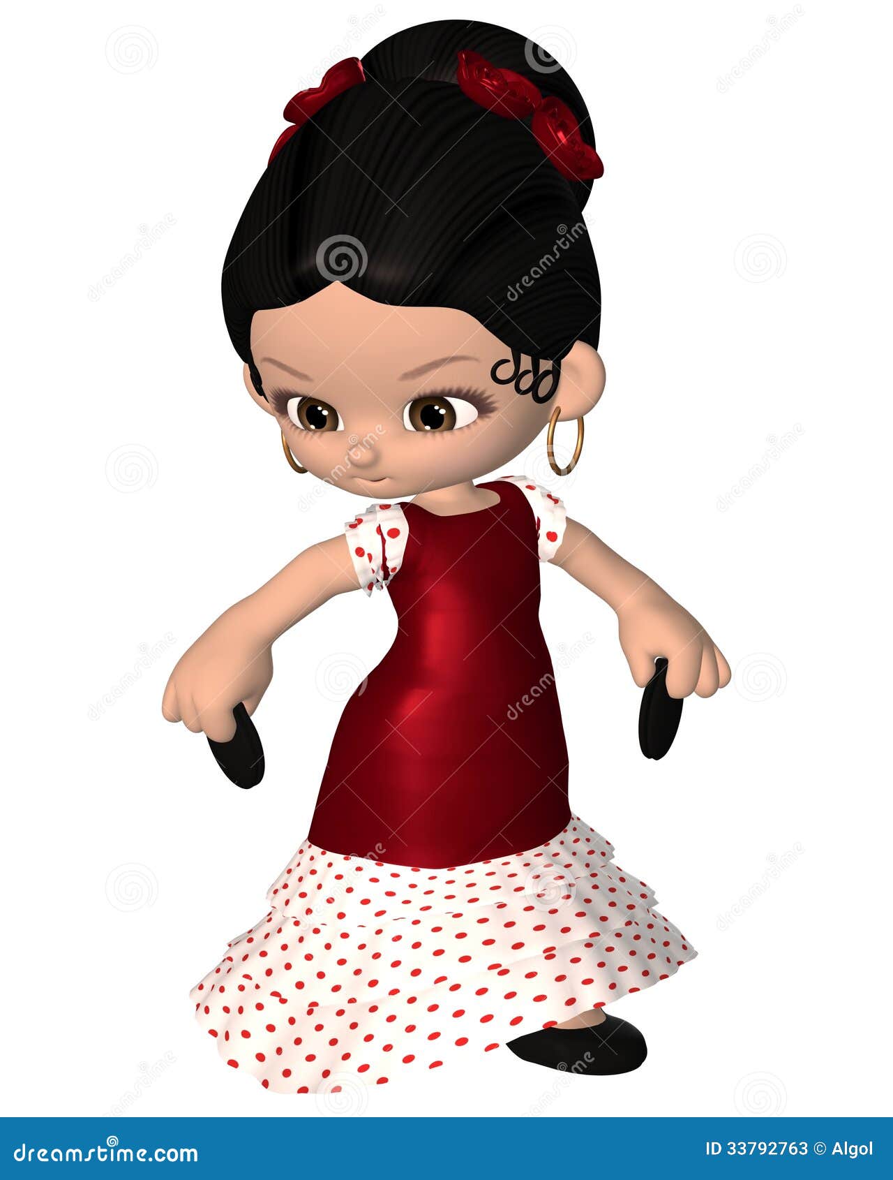 Toon Spanish Flamenco Dancer Mignon Illustration Stock - Illustration ...