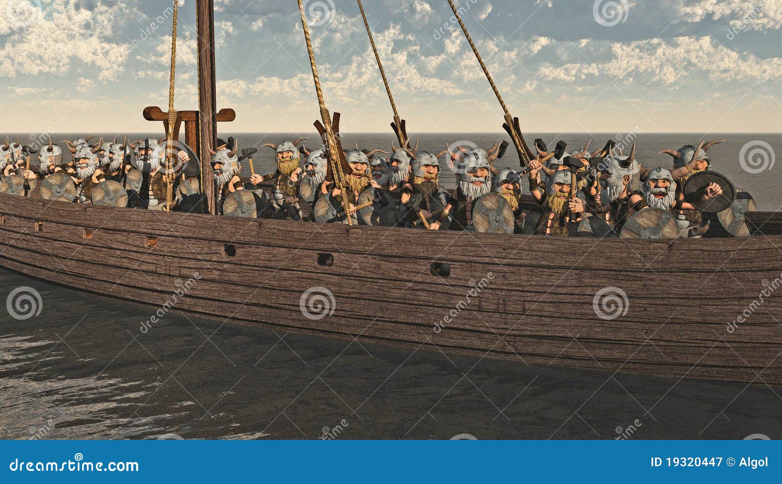 Toon Viking Longship and Crew Stock Illustration - Illustration of ...