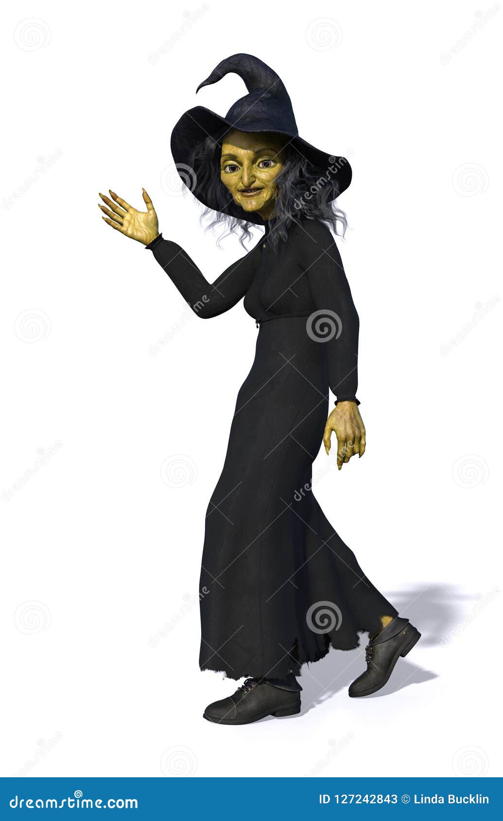 Toon Witch Waving stock illustration. Illustration of cartoon - 127242843