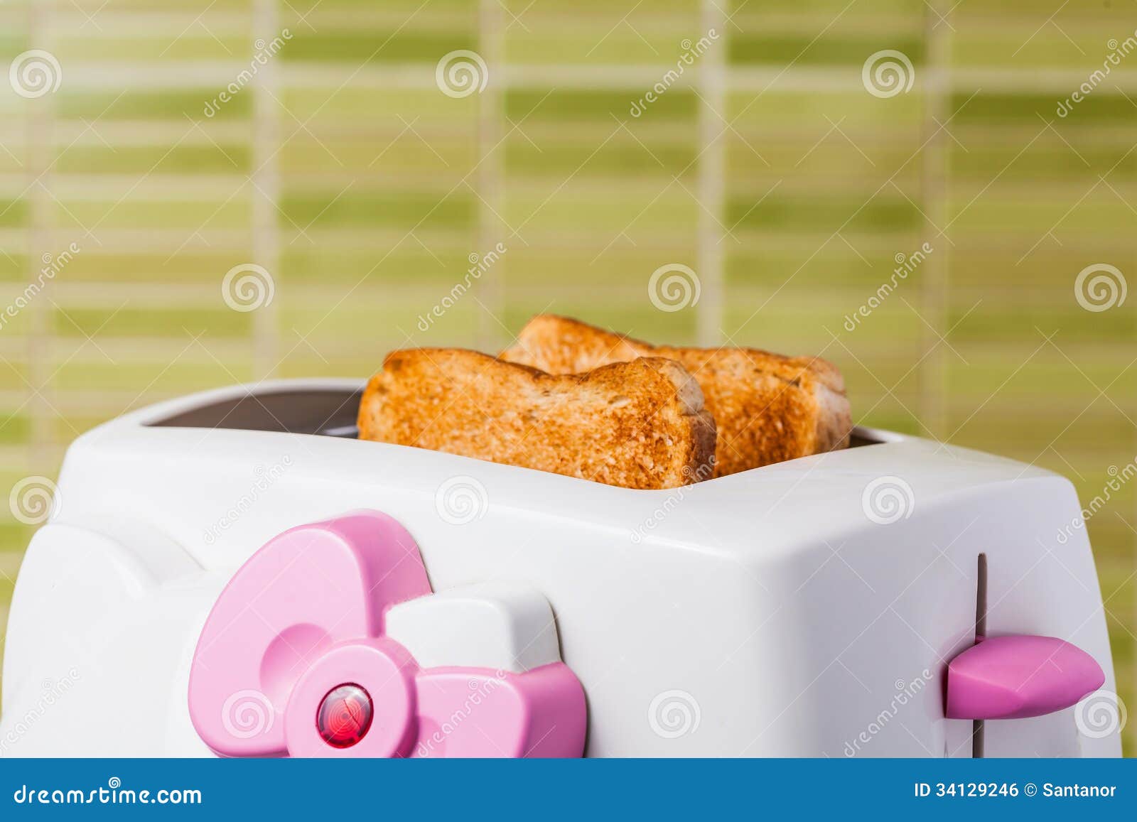 Toost en roze Broodrooster stock foto. Image of groen - 34129246