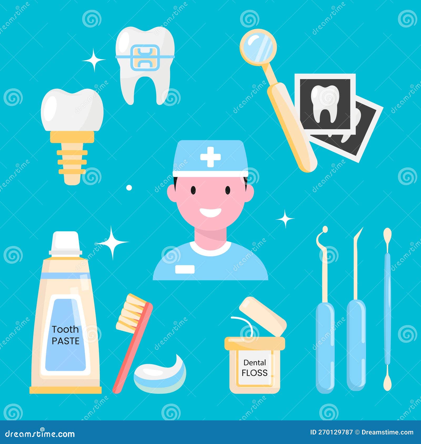 Set of Dental Elements. Concept of Health and Dental Treatment Stock ...