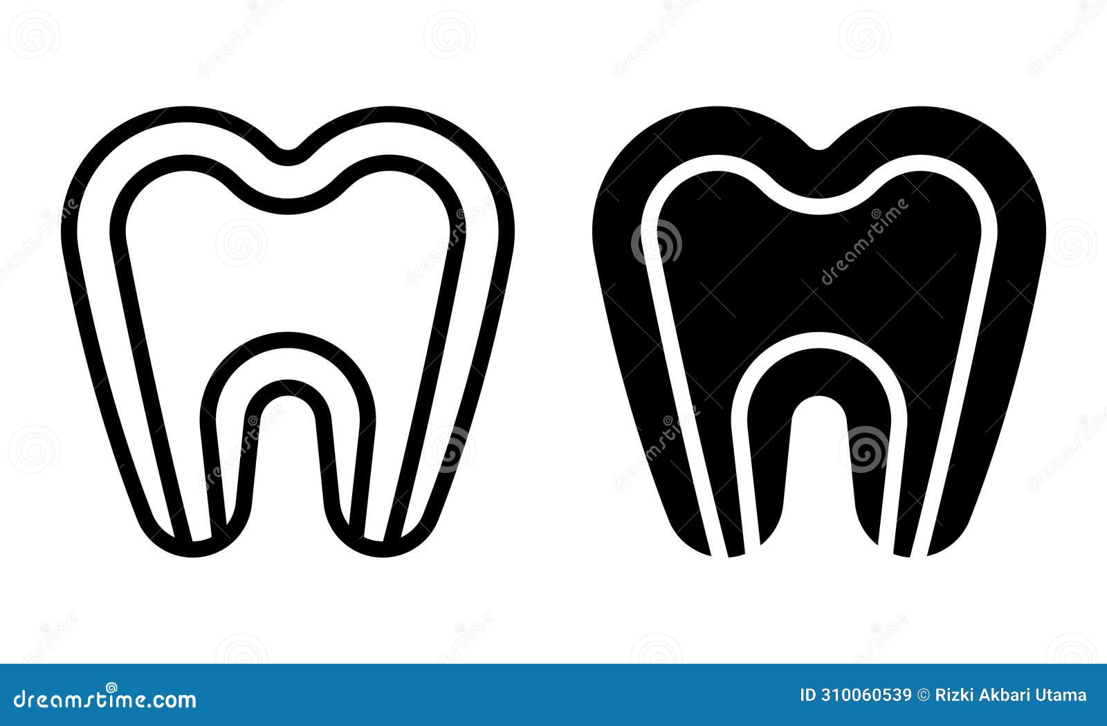 Tooth Anatomy Icon with Outline and Glyph Style. Stock Vector ...