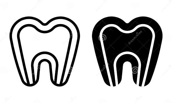 Tooth Anatomy Icon with Outline and Glyph Style. Stock Vector ...