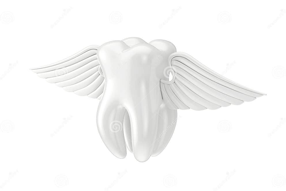 Tooth with Angel Wings. 3d Rendering Stock Illustration - Illustration ...