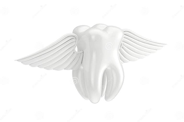 Tooth with Angel Wings. 3d Rendering Stock Image - Image of infographic ...