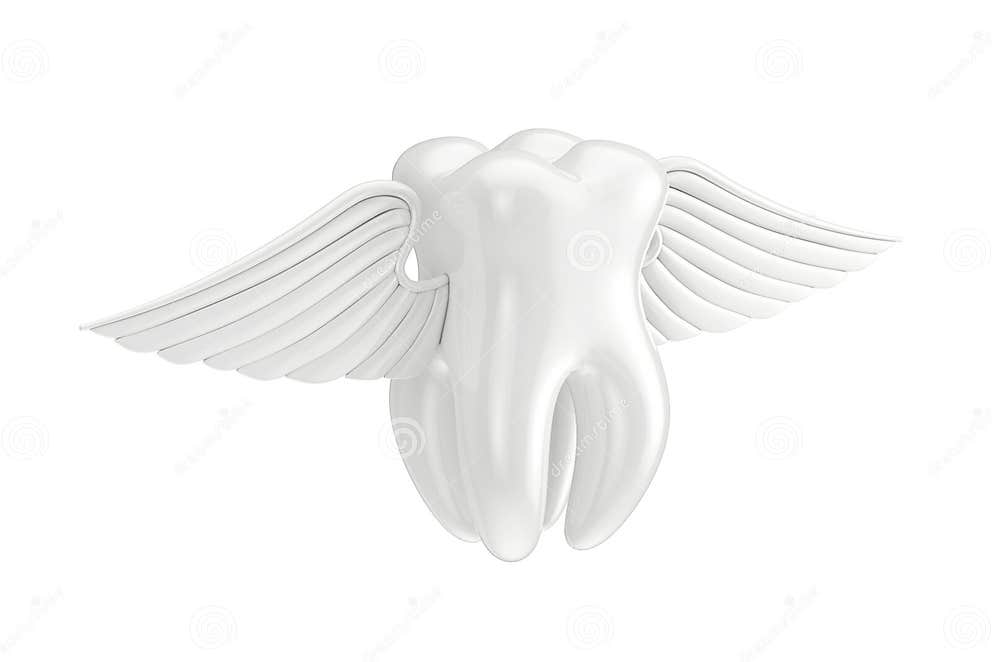 Tooth with Angel Wings. 3d Rendering Stock Image - Image of infographic ...