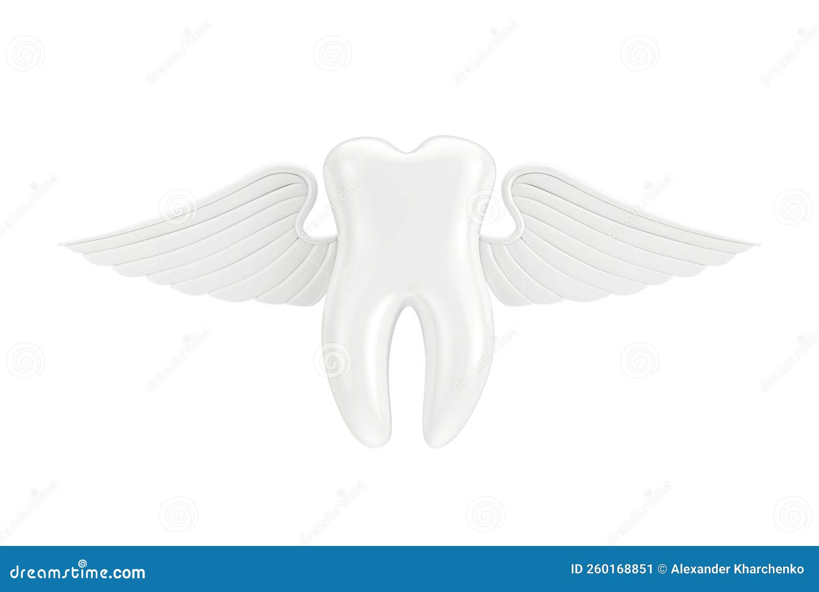 Tooth with Angel Wings. 3d Rendering Stock Image - Image of care ...