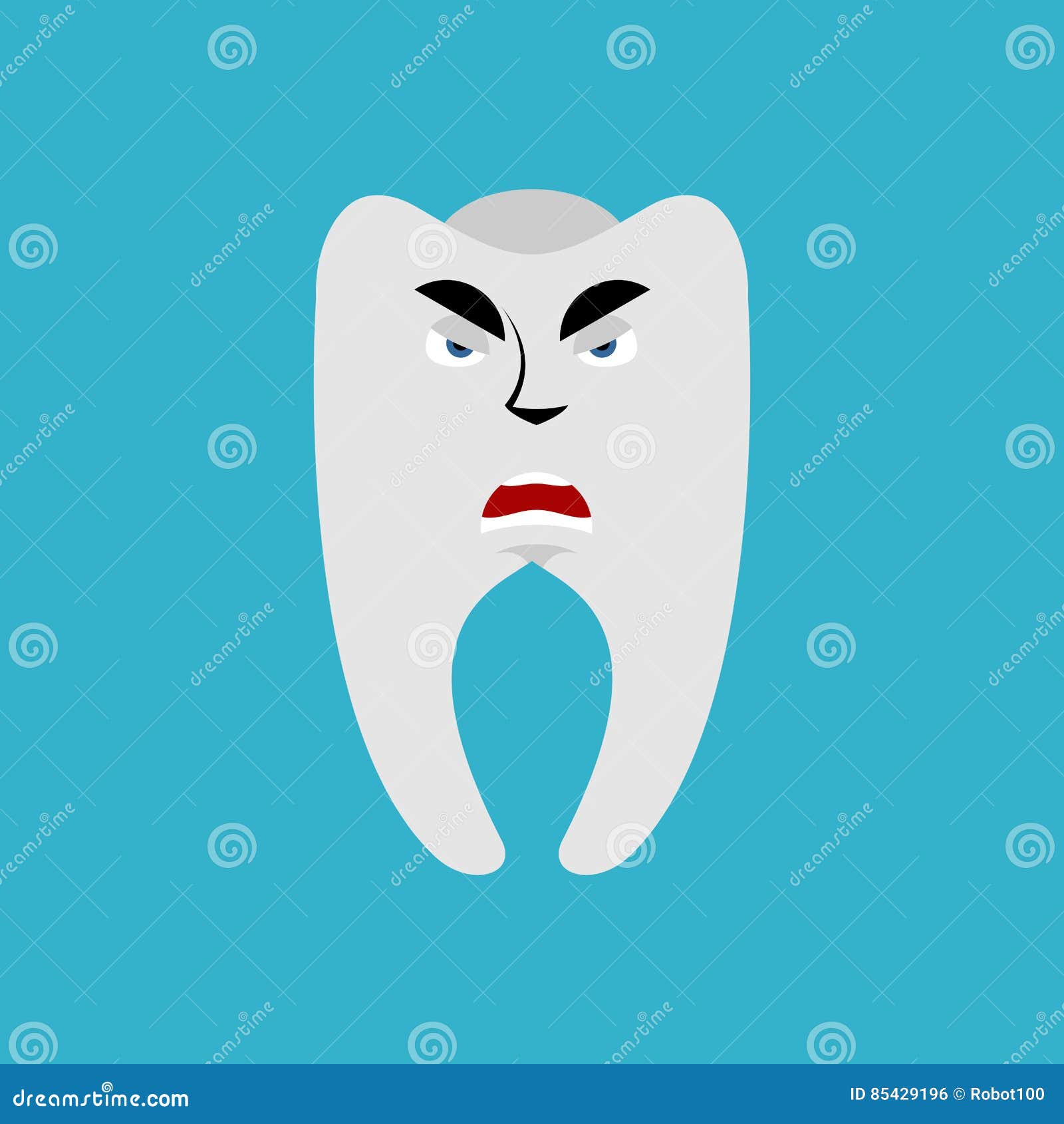 Tooth Angry Emoji. Teeth Grumpy Emotion Isolated Vector Illustration ...