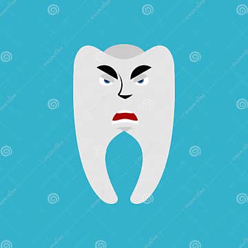 Tooth Angry Emoji. Teeth Grumpy Emotion Isolated Stock Vector ...