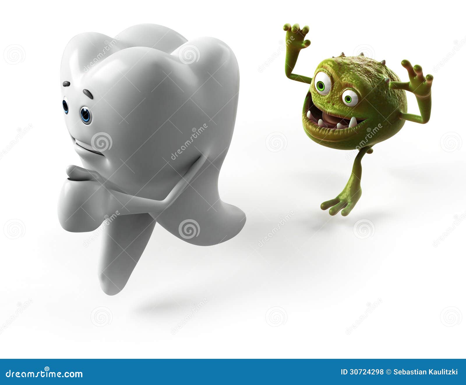 Tooth and Bacteria Character Stock Illustration - Illustration of mouth ...