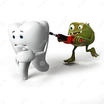 Tooth and Bacteria Character Stock Illustration - Illustration of ...