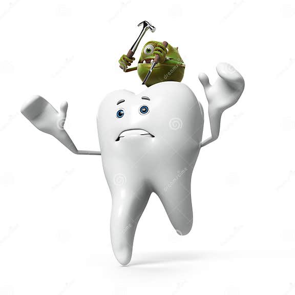Tooth and Bacteria Character Stock Illustration - Illustration of ...