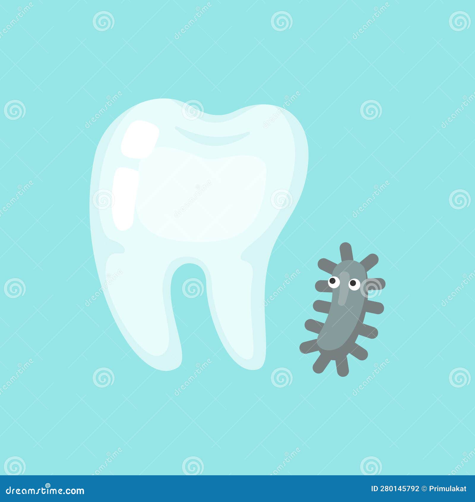 Tooth with Bacteria, Cute Colorful Vector Icon Illustration Stock ...