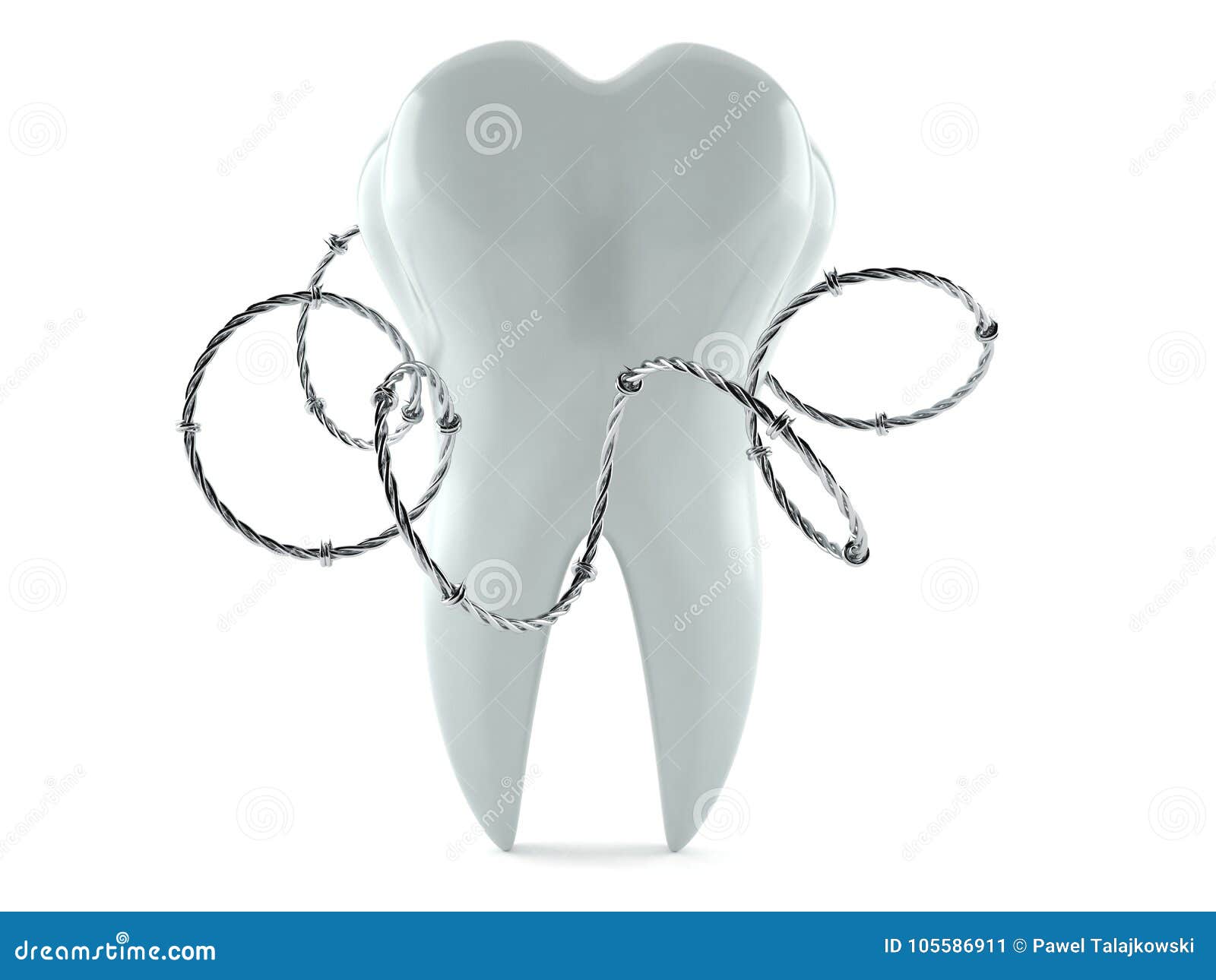 Tooth with barbed wire stock illustration. Illustration of white ...