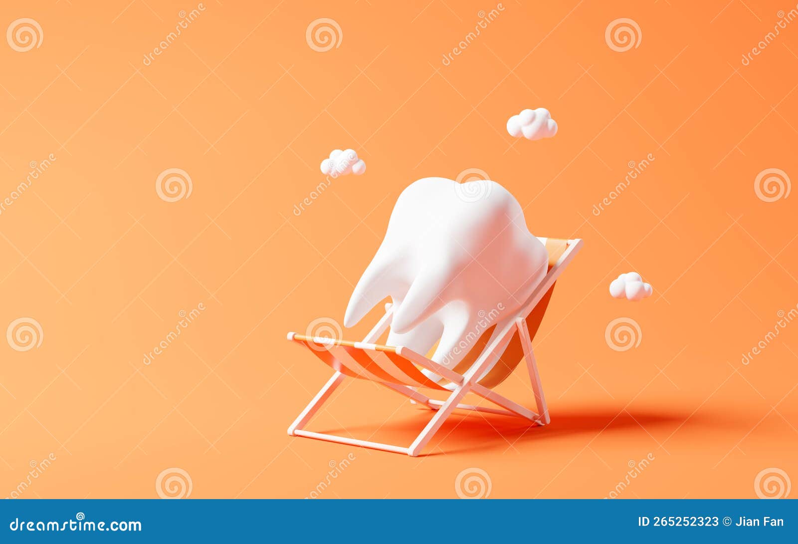 Tooth in the Beach Chair, 3d Rendering Stock Illustration ...