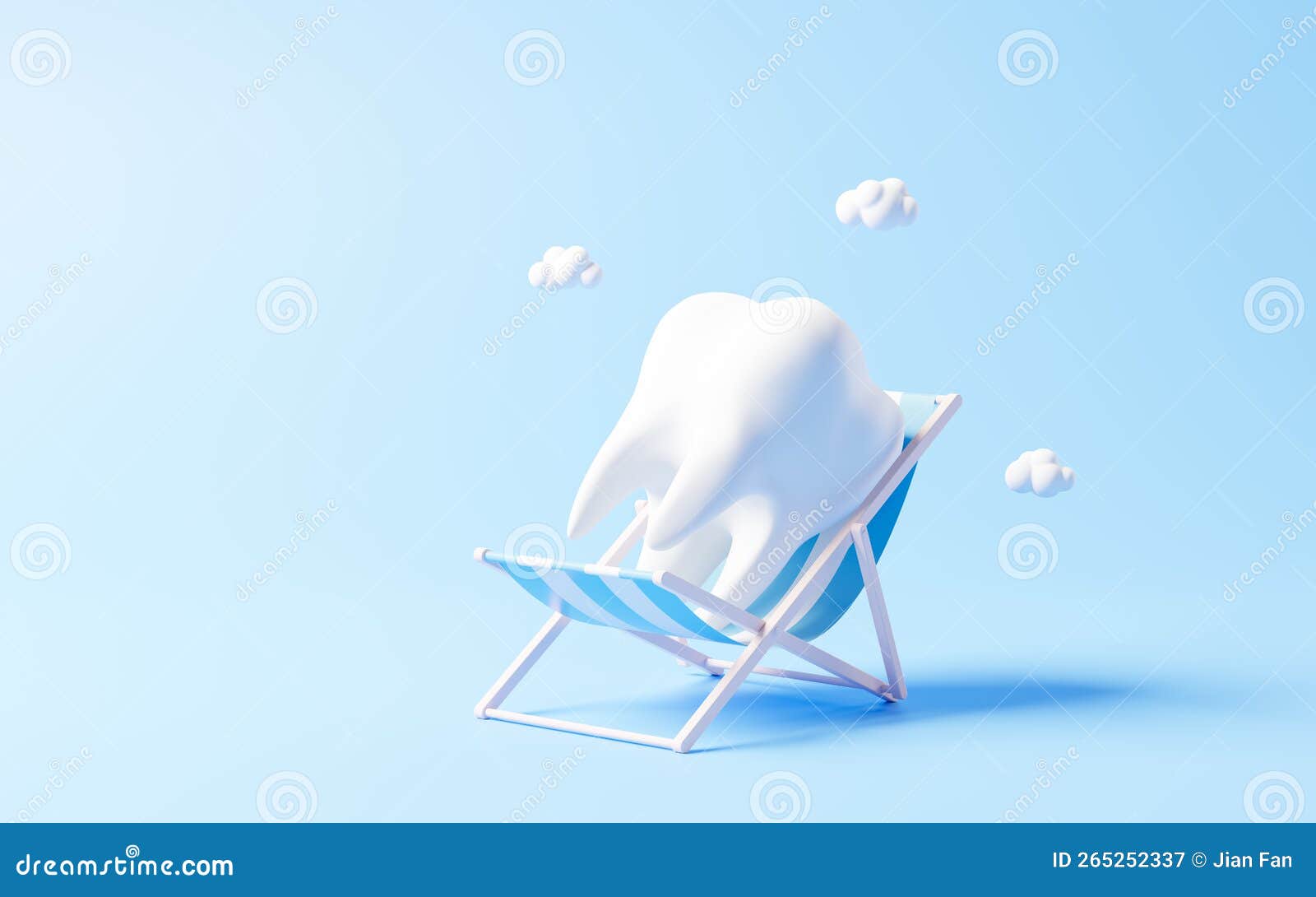 Tooth in the Beach Chair, 3d Rendering Stock Illustration ...