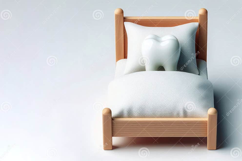 A Tooth in Bed Near the Pillow. Space for Text. Stock Image - Image of ...