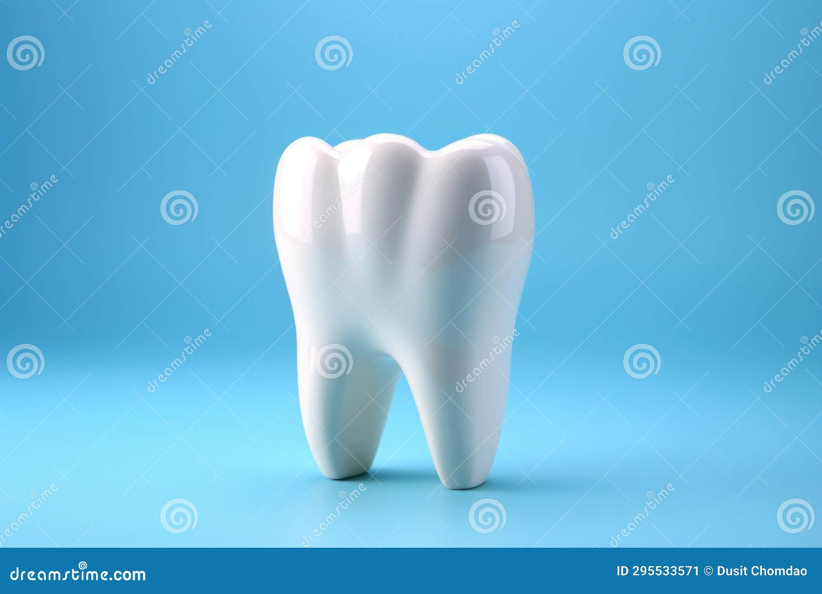 Tooth on Blue Backdrop with Copy Space. Generative AI Stock ...