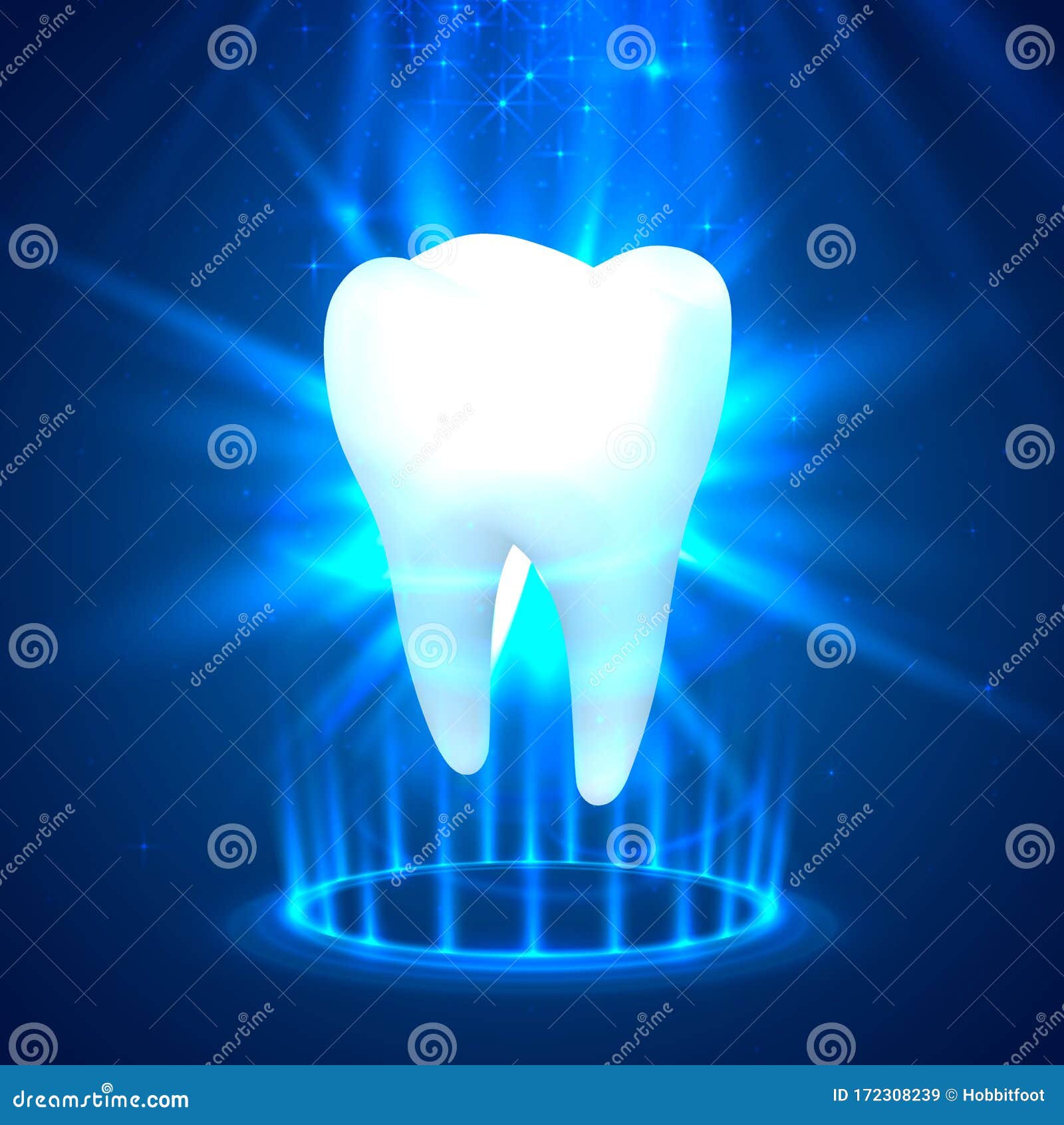 Tooth on a Blue Background, Template Design Element. Stock Vector ...