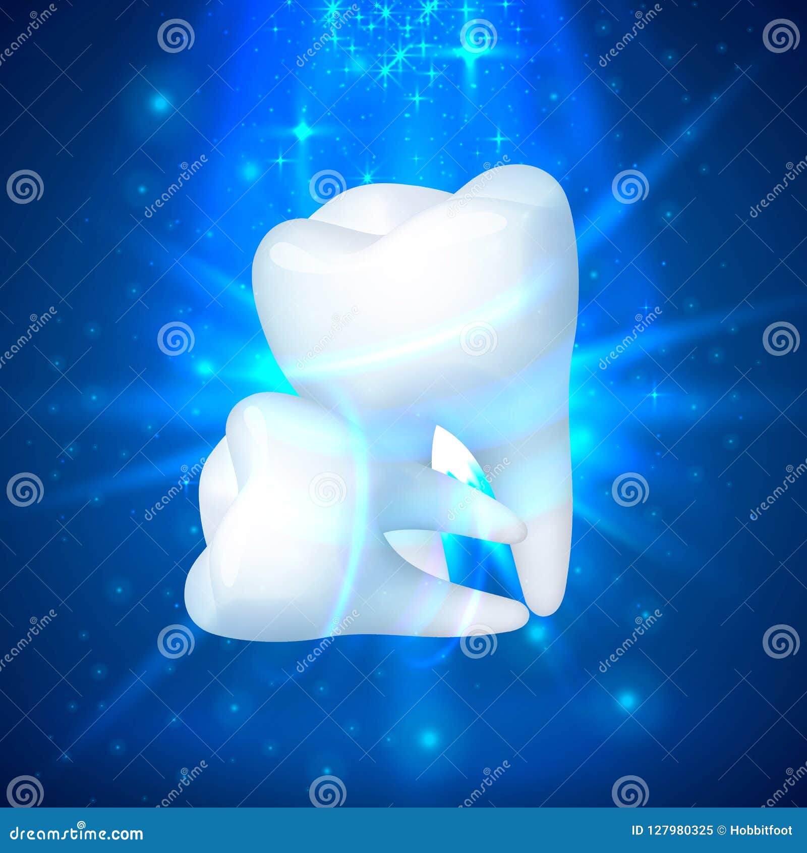 Tooth on a Blue Background. Stock Vector - Illustration of realistic ...