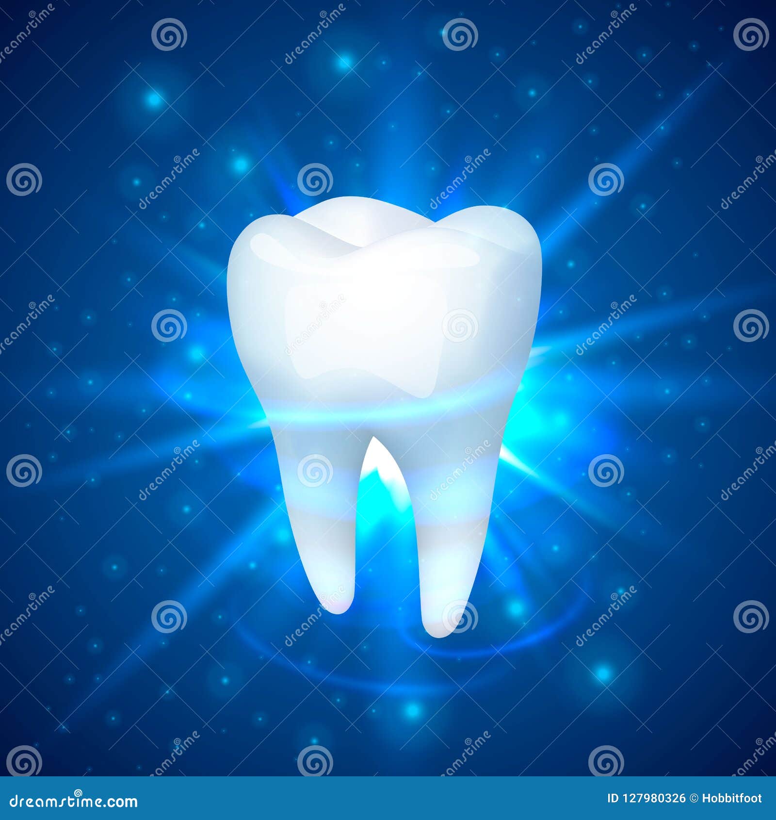 Tooth on a Blue Background. Stock Vector - Illustration of enamel ...