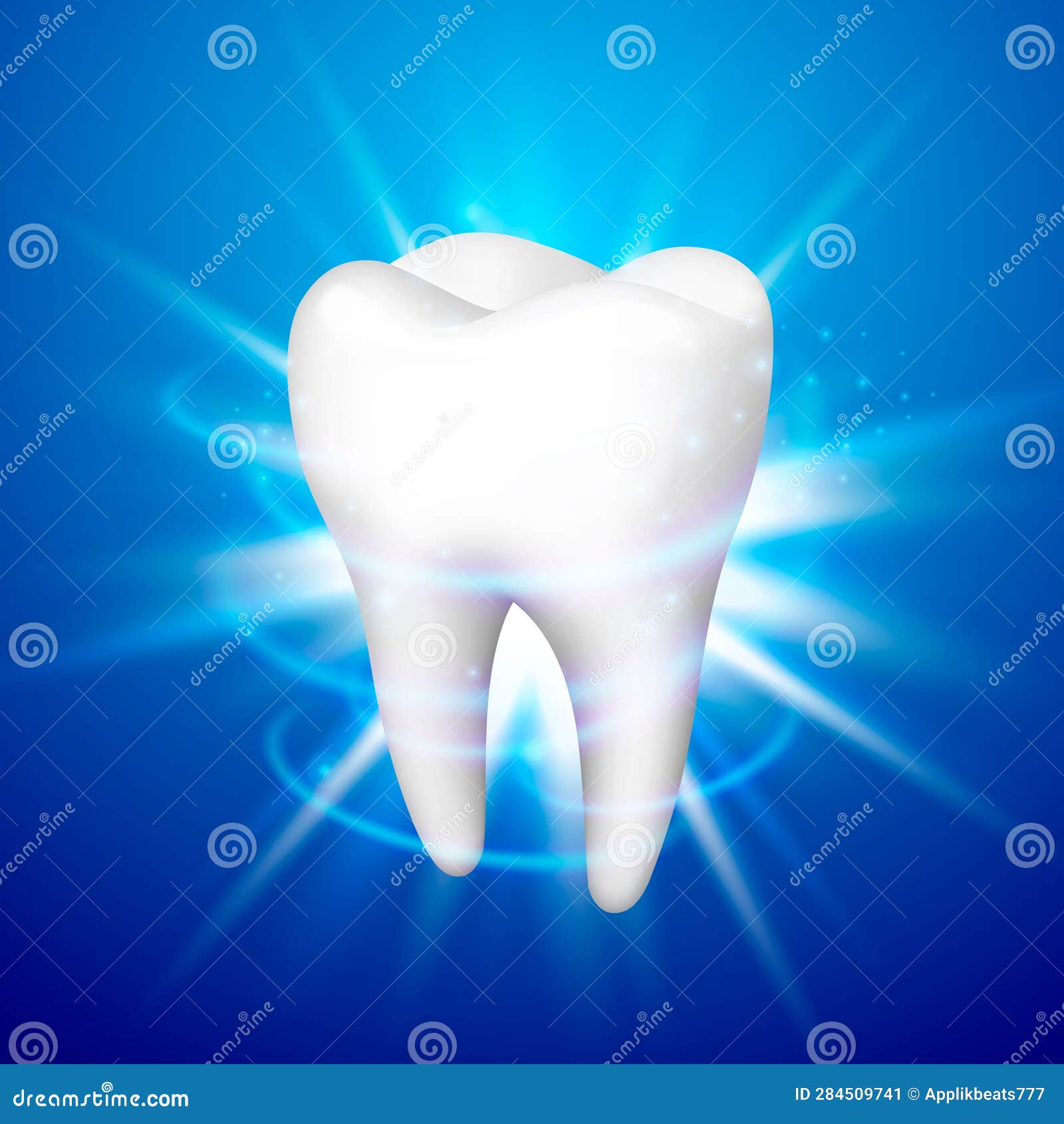 Tooth on a blue background stock vector. Illustration of symbol - 284509741