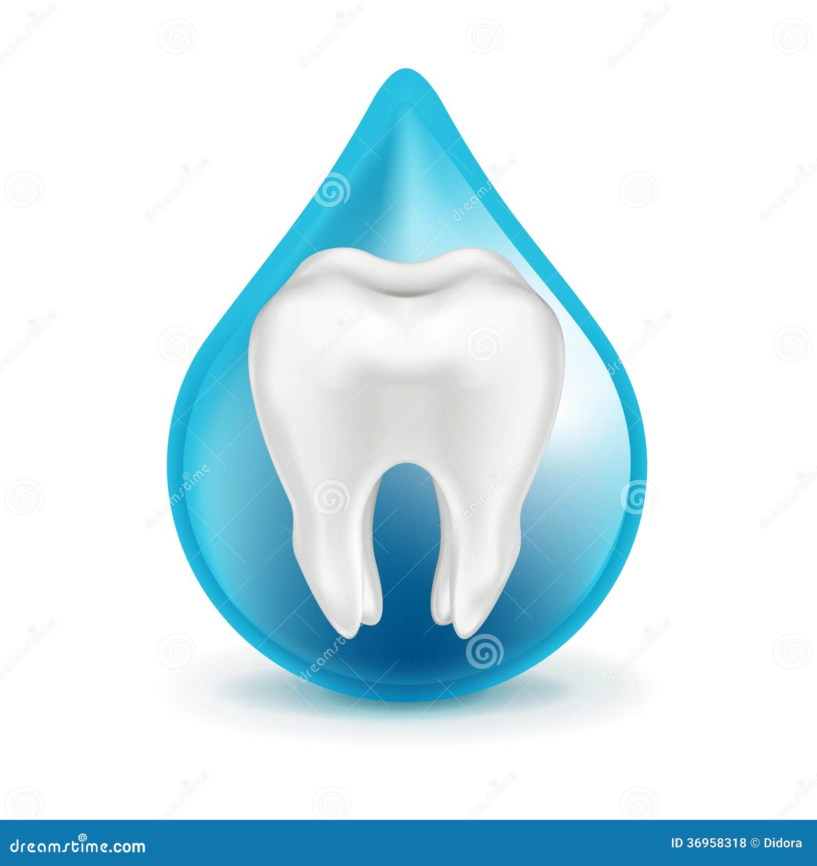 Tooth in Blue Drop Isolated on White Stock Vector - Illustration of ...