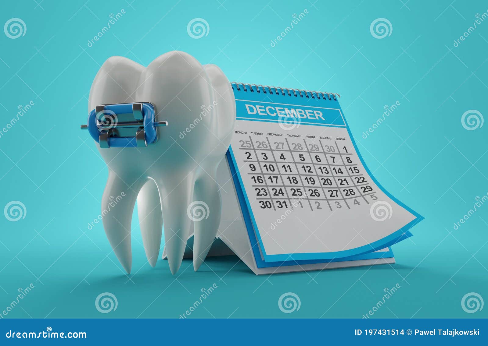 Tooth with Brace and Calendar Stock Illustration - Illustration of plan ...